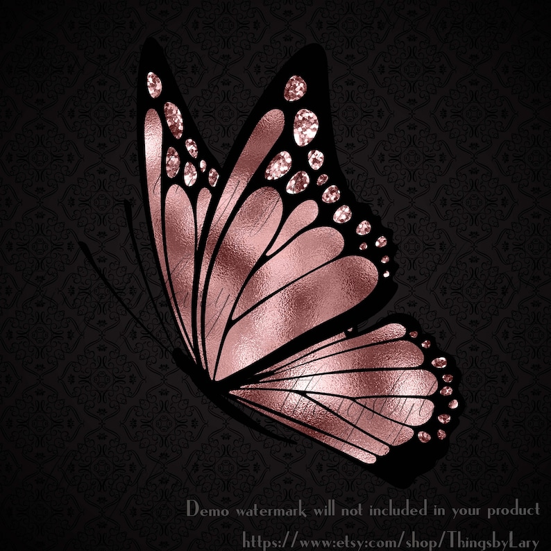 30 Rosegold Glitter Foil Butterfly Digital Images 300 Dpi - Etsy