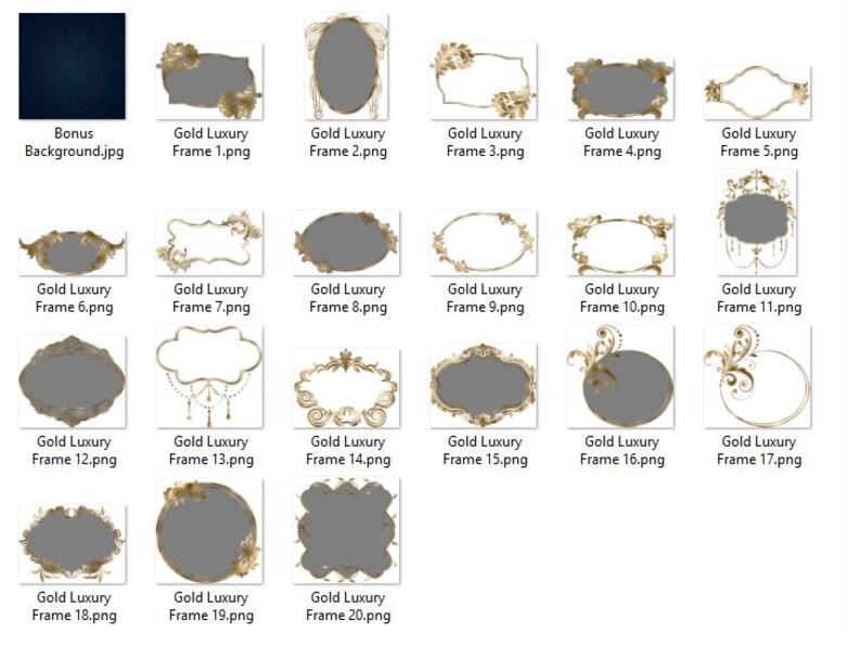 20 Luxury Gold Label Frames 300 Dpi PNG Instant Download Commercial Use ...
