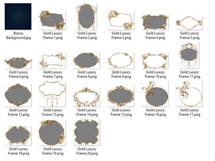 20 Luxury Gold Label Frames 300 Dpi PNG Instant Download - Etsy Australia