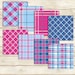 24 Pink and Blue Plaid Digital Papers 12inch 300 Dpi Instant Download ...