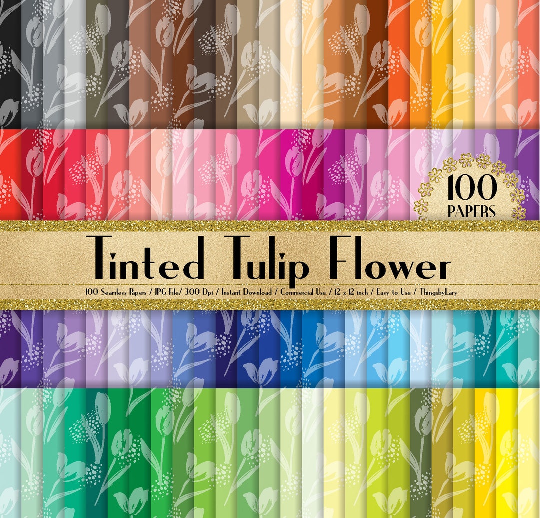 100 Seamless Tinted Tulip Flower Papers in 12 Inch, 300 Dpi Planner ...