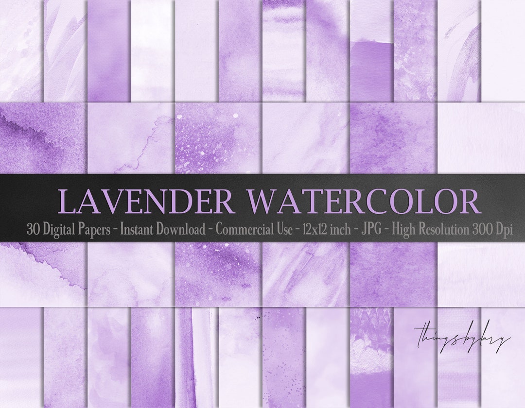 30 Ombre Lavender Watercolor Digital Papers 12x12in 300 Dpi Instant ...