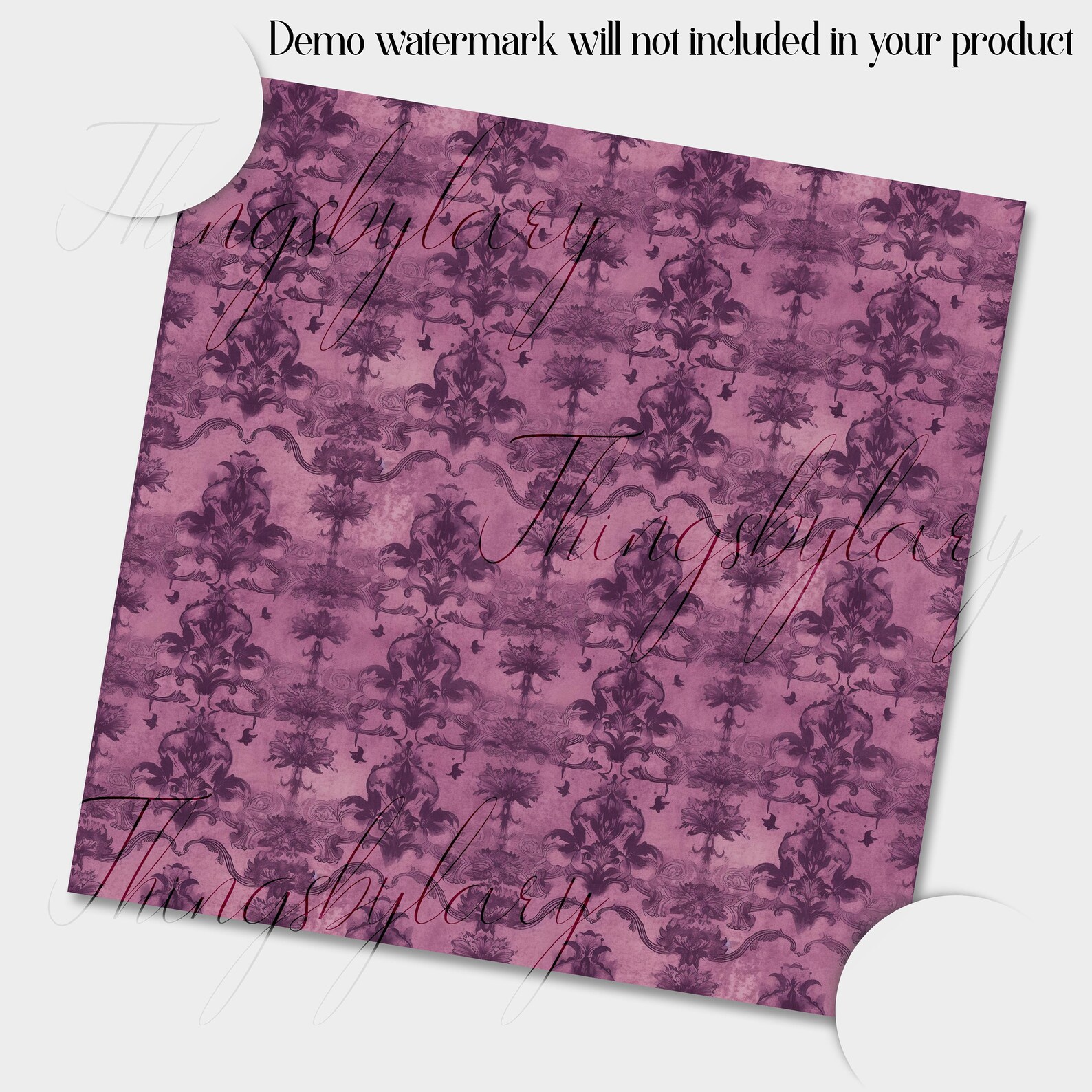 30 Seamless Vintage Mauve Faded Damask Digtal Papers 12x12" 300 Dpi ...