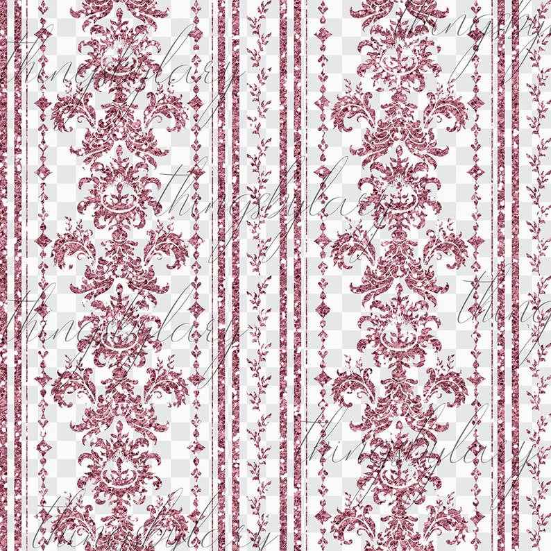 42 Rose Gold Glitter Seamless Damask Ornament Overlays 12in Transparent ...