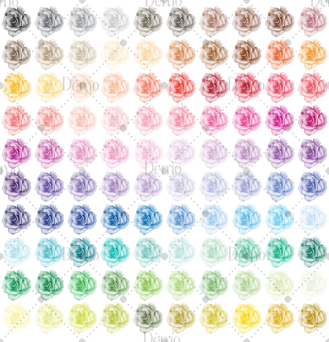 100 Hand Painted Watercolor Rose Flower Clip Arts Side View | Etsy