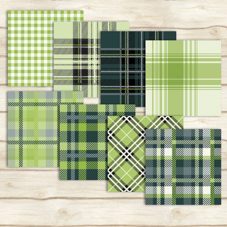 24 Green Plaid Pattern Digital Papers in 12 X 12 Inch 300 Dpi - Etsy