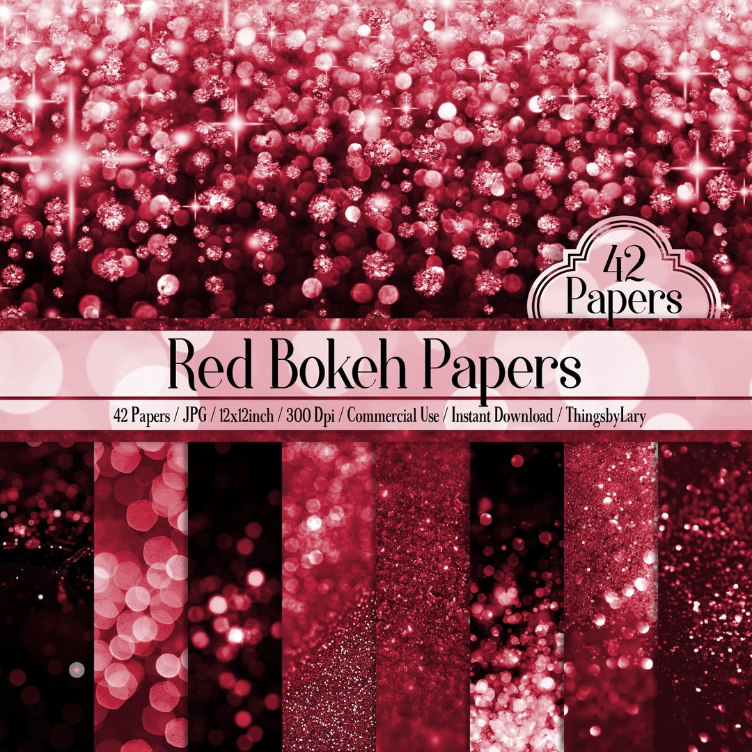 42 Red Bokeh Papers 12 Inch, 300 Dpi Planner Paper, Commercial Use ...