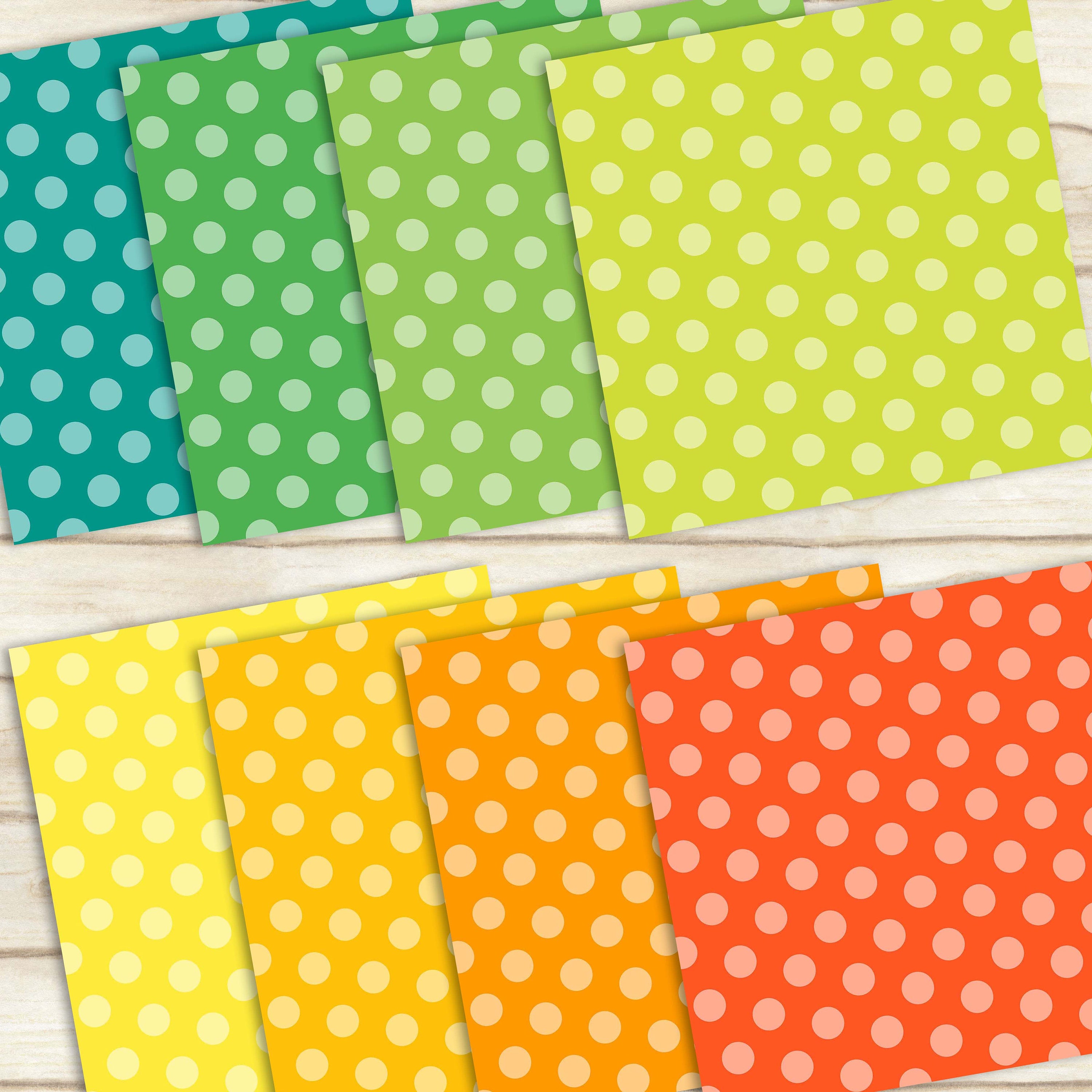254 Rainbow Tinted Polka Dot Pattern Papers in 12 X 12 Inch 300 Dpi ...