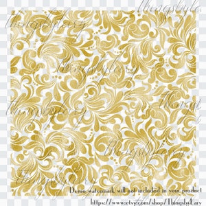 42 Gold Foil Seamless Damask Ornament Overlays 12inch Transparent PNG ...