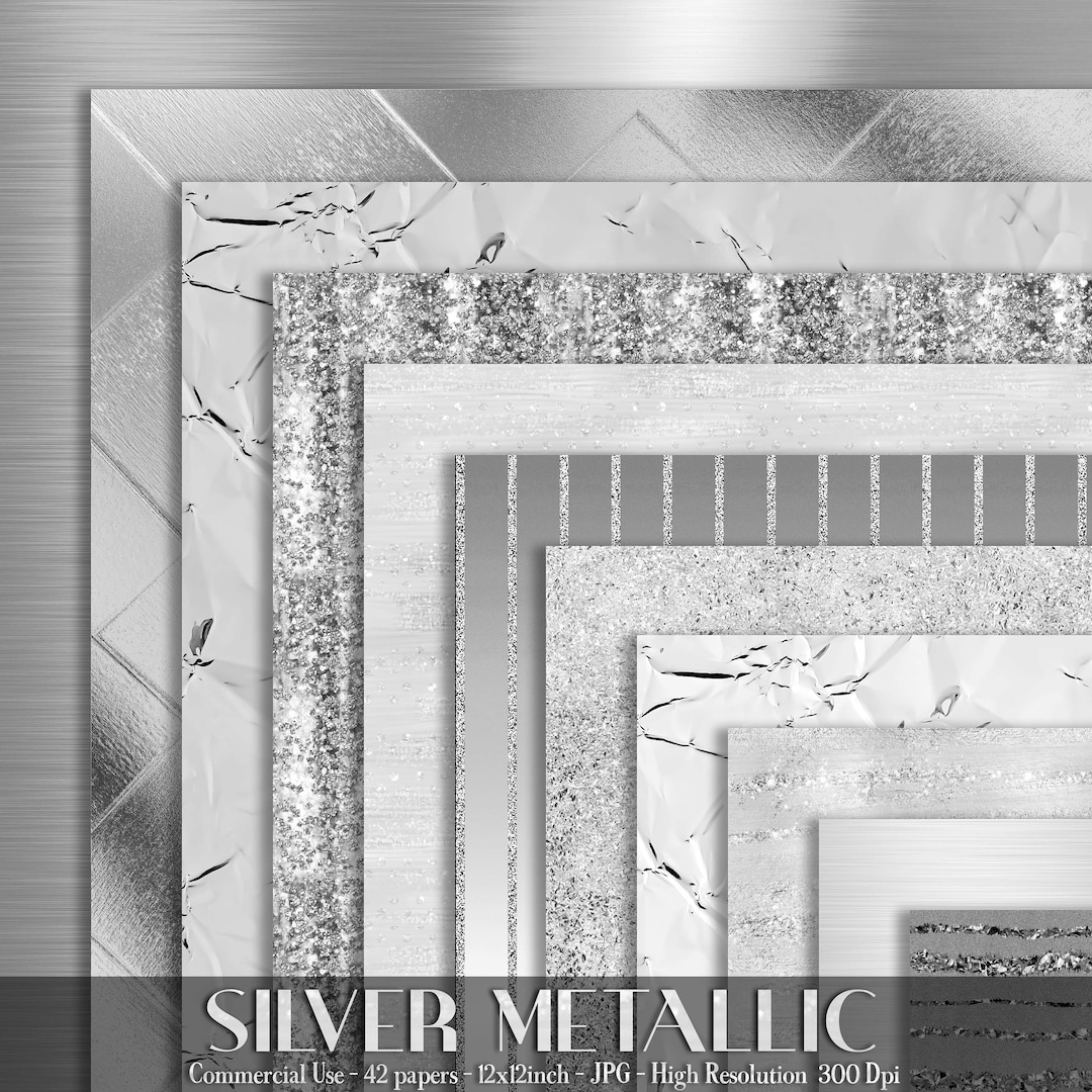 42 Silver Metallic Papers 12 Inch, 300 Dpi Planner Paper, Commercial ...