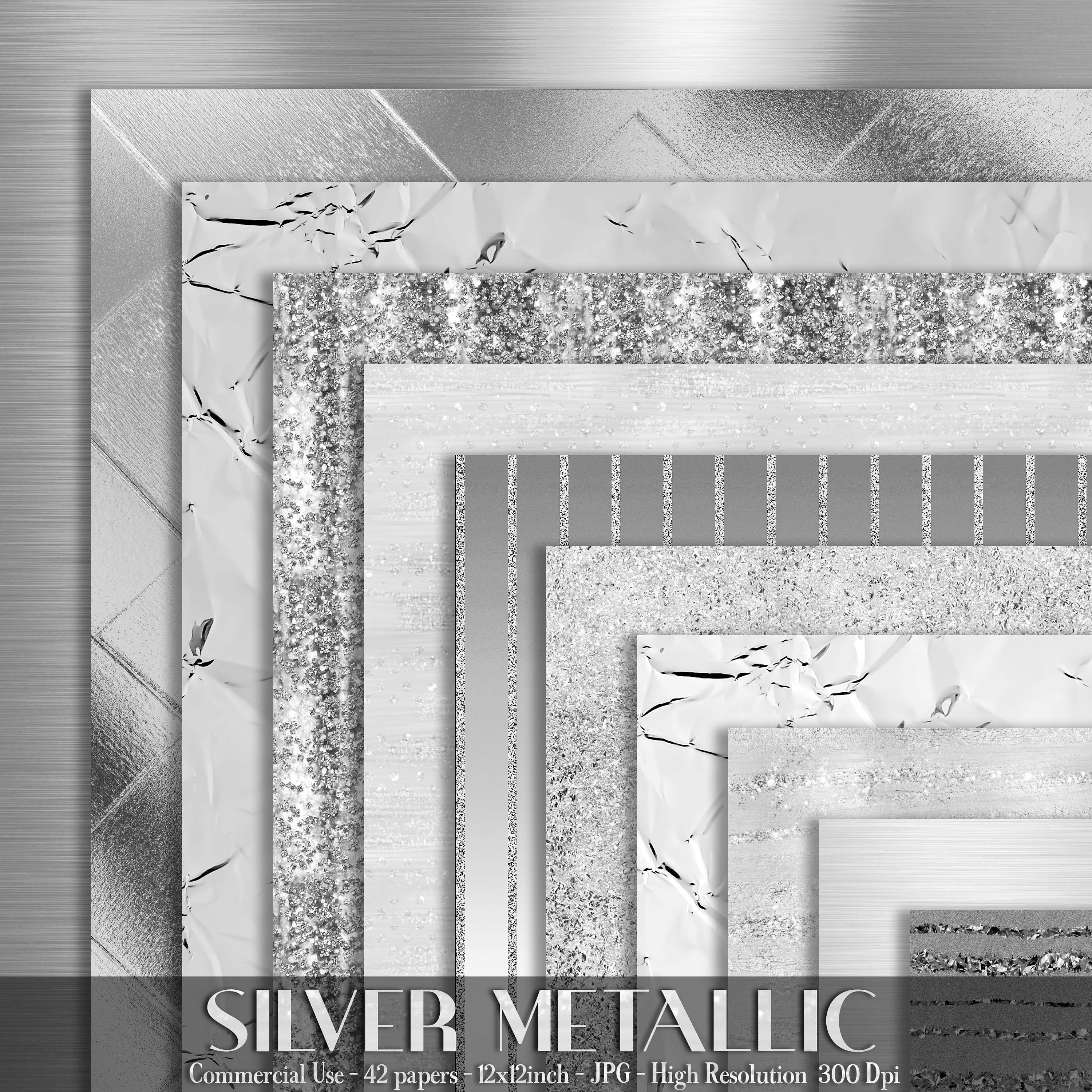 42 Silver Metallic Papers 12 inch 300 Dpi Planner Paper | Etsy