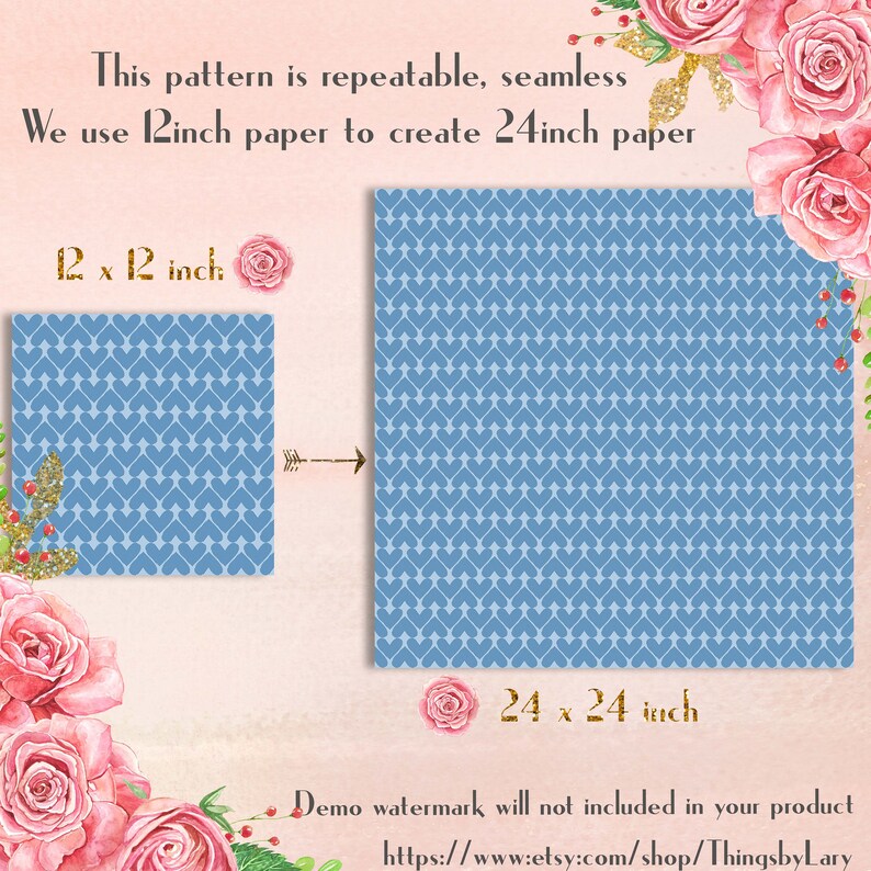 100 Seamless Striped Heart Papers 12 Inch 300 Dpi Instant - Etsy