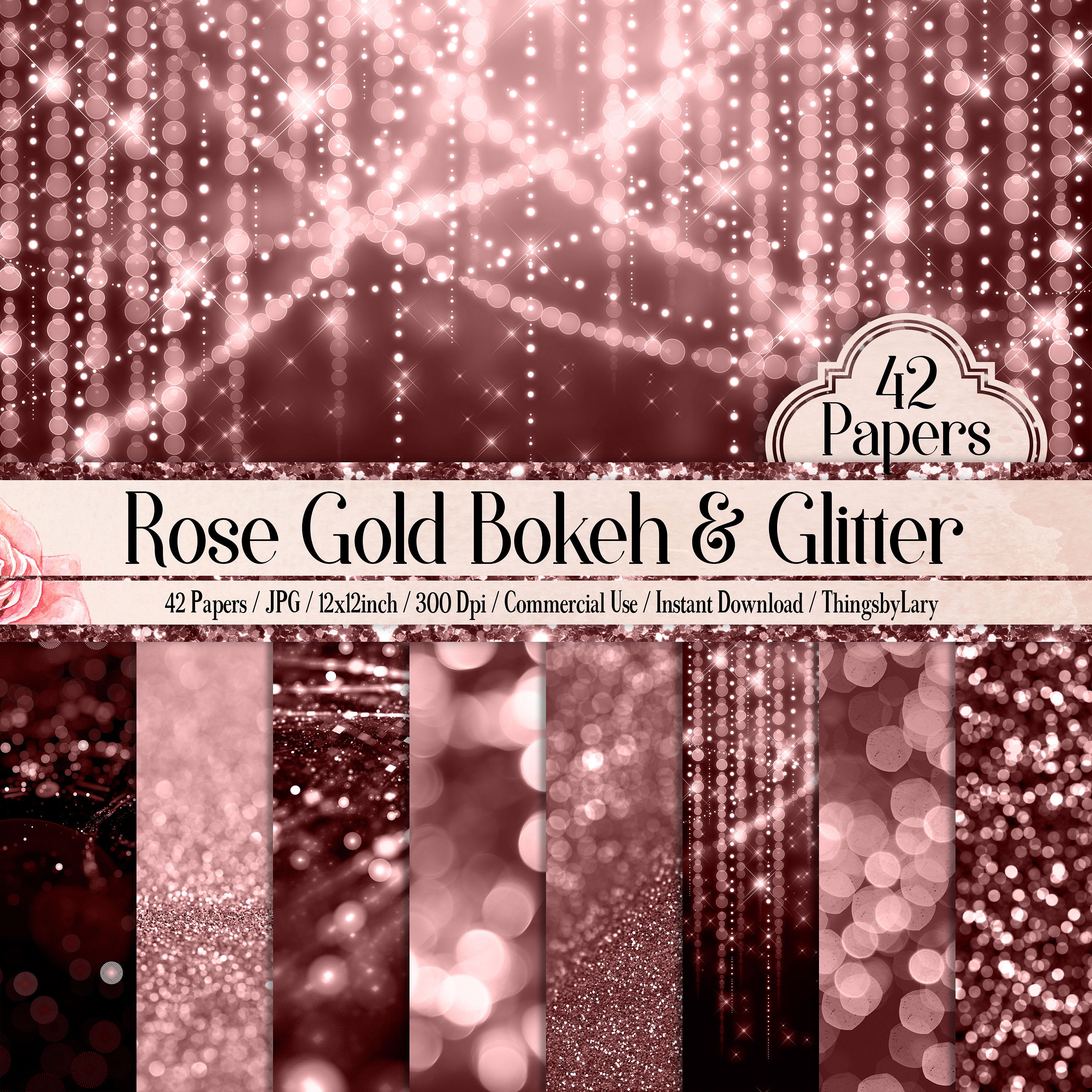 42 Rose Gold Bokeh Papers 12 Inch 300 Dpi Planner Paper - Etsy