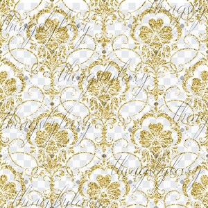 42 Gold Glitter Seamless Damask Ornament Overlays 12inch Transparent ...
