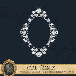28 Diamond and Pearl Oval Frames, 300 Dpi, Instant Download, Commercial ...