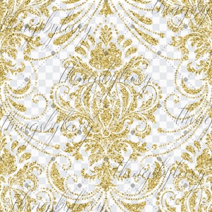 42 Gold Glitter Seamless Damask Ornament Overlays 12inch Transparent ...