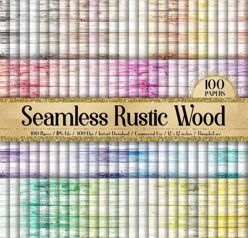 100 Seamless Rustic Wood Digital Papers Commercial Use Deteriorated ...