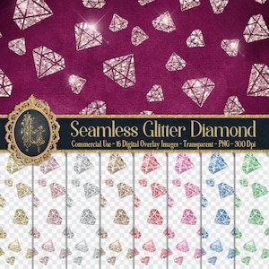 16 Seamless Glitter Diamond Overlay Digital Images PNG Transparent ...