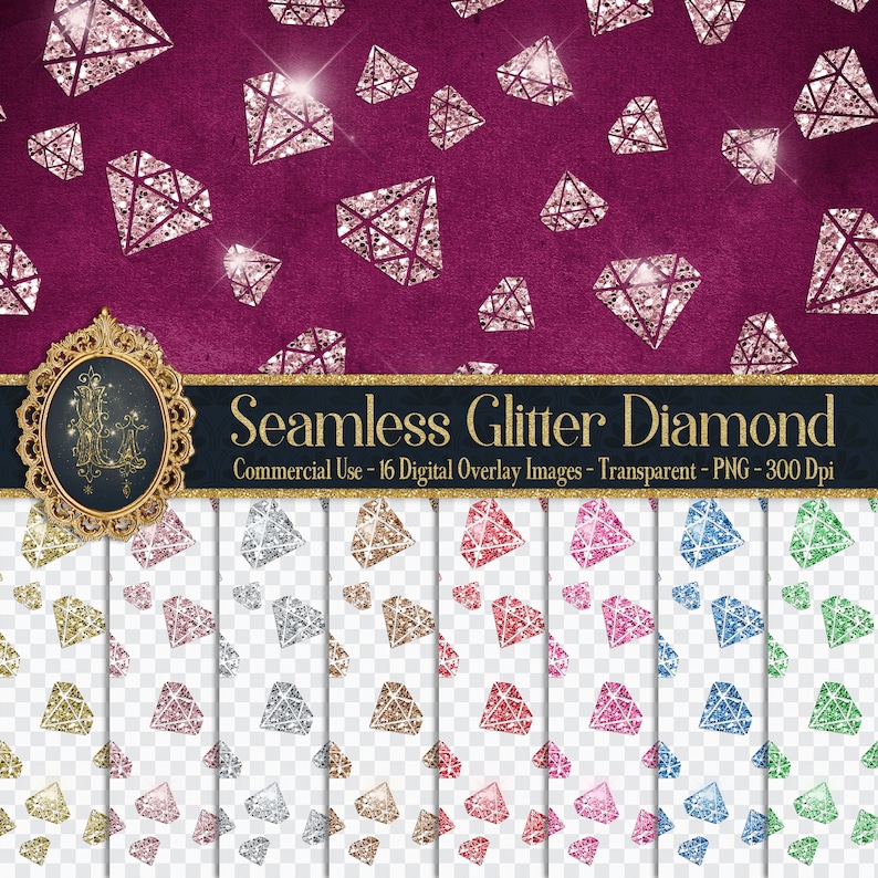 16 Seamless Glitter Diamond Overlay Digital Images PNG - Etsy
