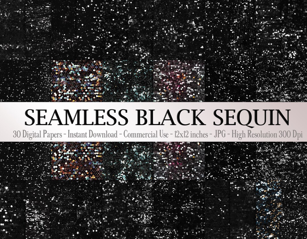30 Seamless Black Sequin Digital Papers Commercial Use Dragon Scales ...