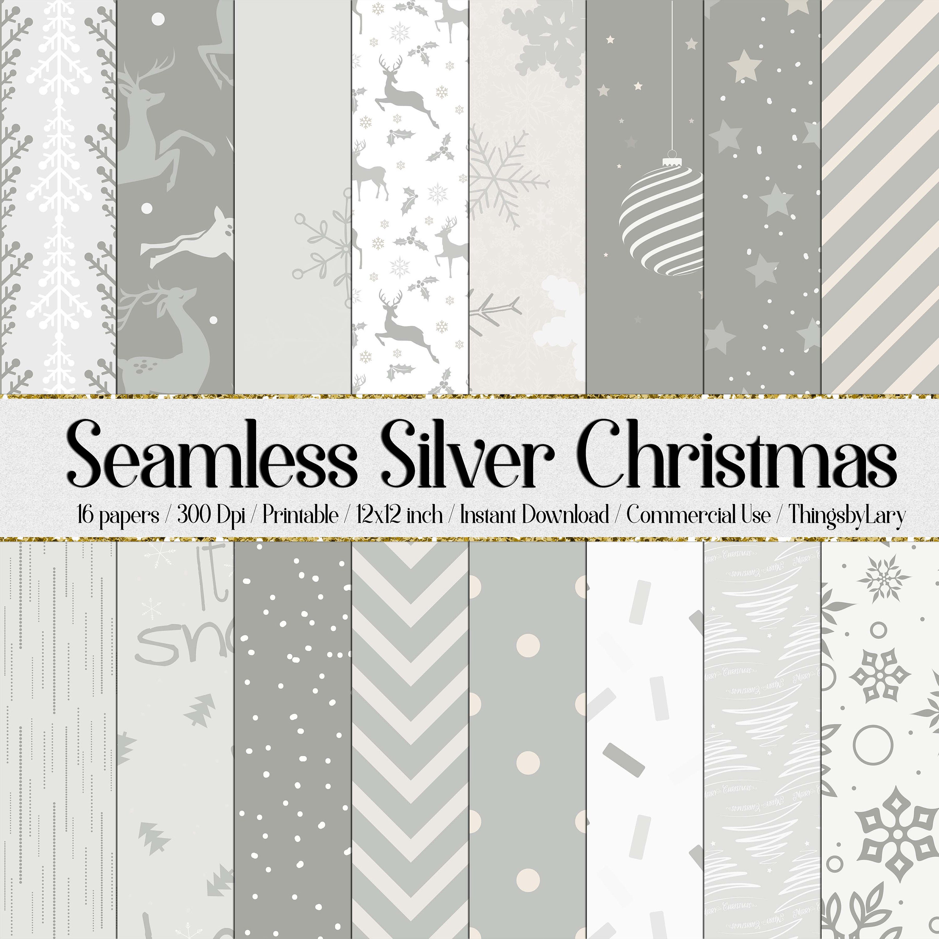 16 Seamless Silver Neutral Christmas Digital Papers 12 | Etsy