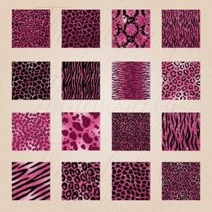 16 Seamless Pink Glitter Animal Skin Prints Digital Papers 300 Dpi ...