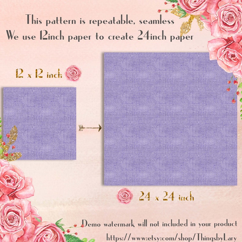 18 Seamless Realistic Purple Lilac Burlap Digital Papers 12 X 12 Inch ...