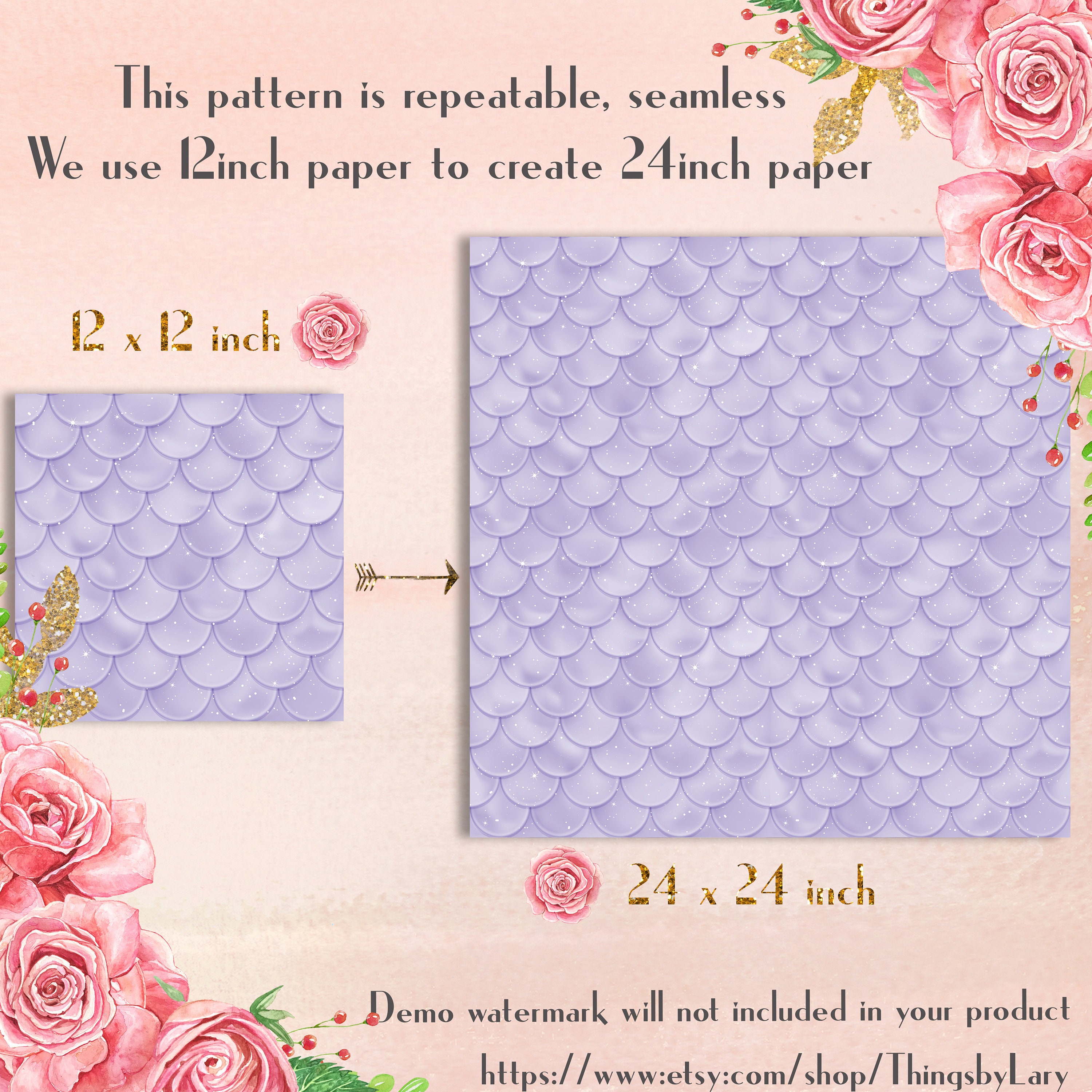 100 Seamless Mermaid Scale Papers, 300 Dpi Planner Paper, Commercial ...