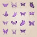 30 Lavender Purple Foil and Glitter Butterfly PNG Image Isolated ...