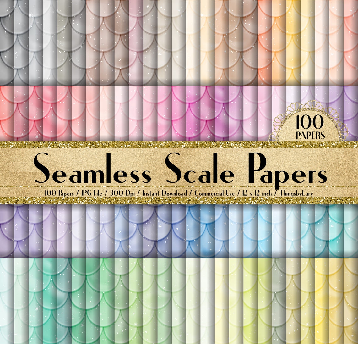 100 Seamless Mermaid Scale Papers 300 Dpi Planner Paper - Etsy