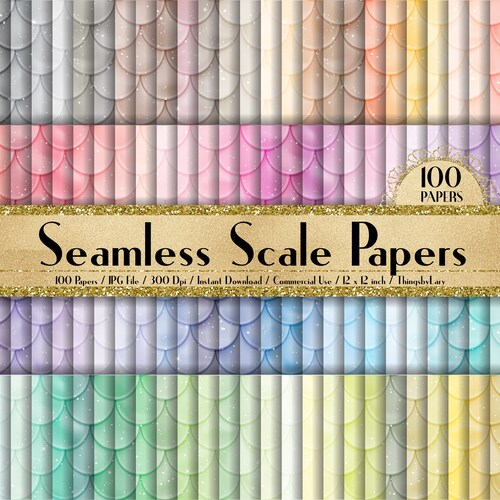100 Seamless Foil Mermaid Scale Papers 12 Inch 300 Dpi Instant - Etsy