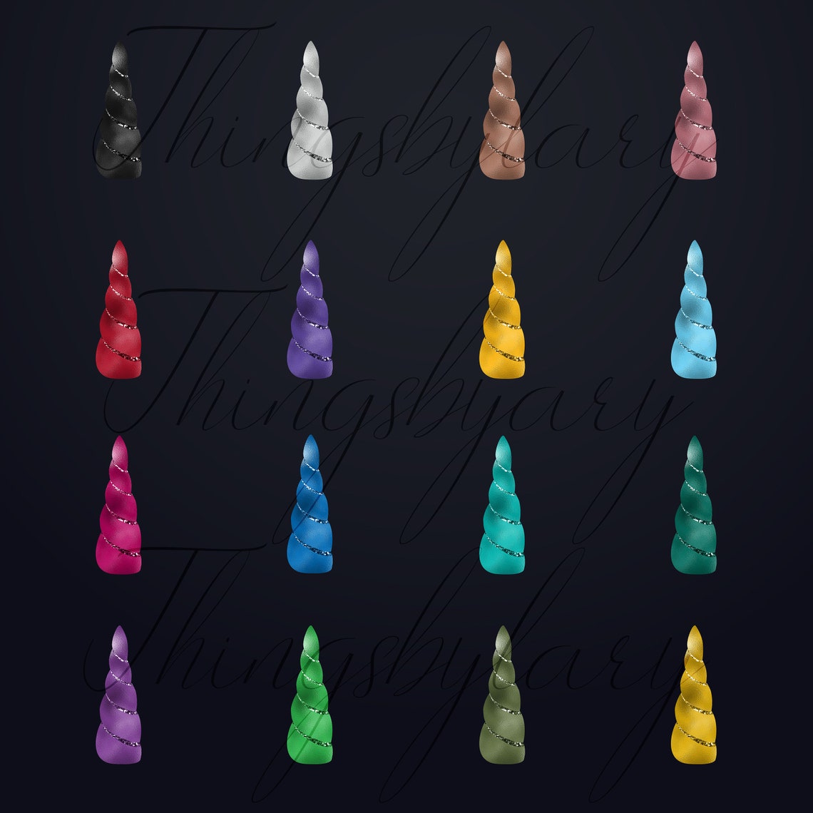 100 Foil Glitter Unicorn Horn Clip Arts 300 Dpi PNG Planner - Etsy