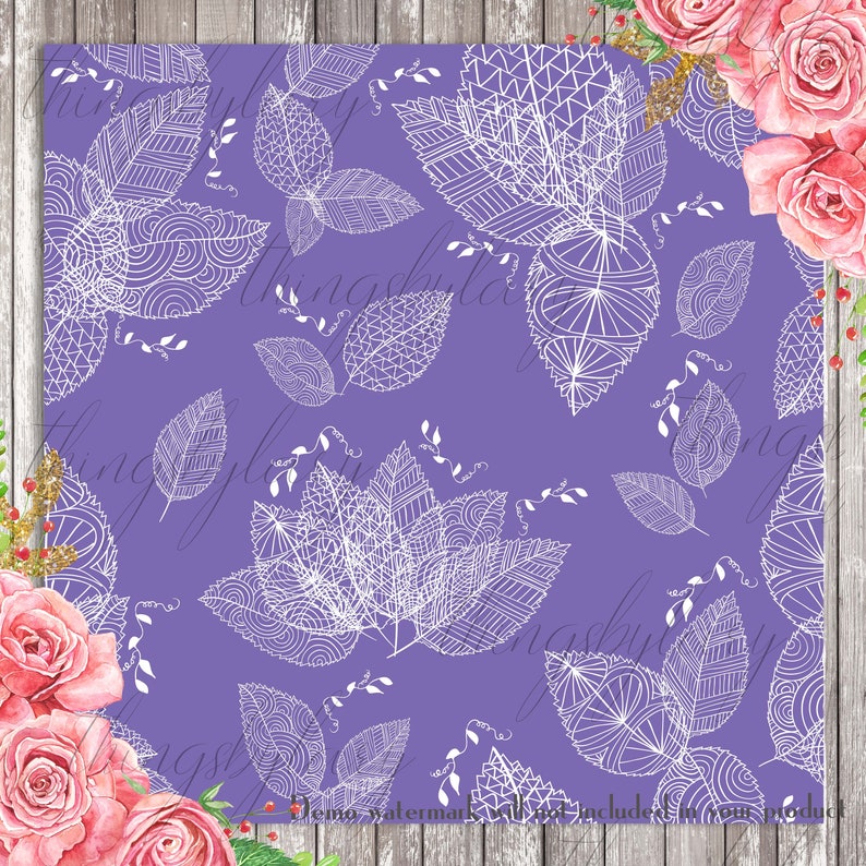 100 Seamless Whimsical Leaves Digital Papers 12x12 300 - Etsy
