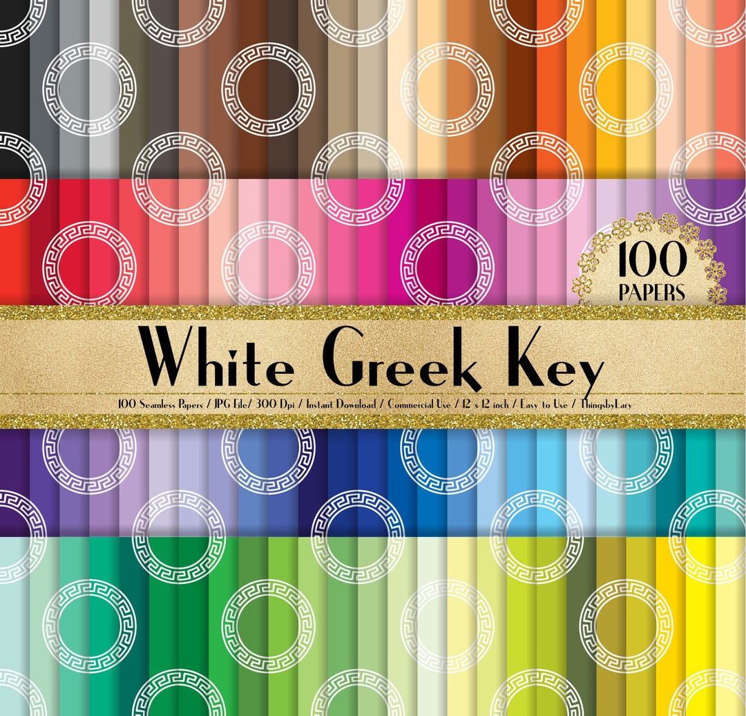 100 Seamless White Greek Key Pattern Papers in 12", 100 Greek Papers ...