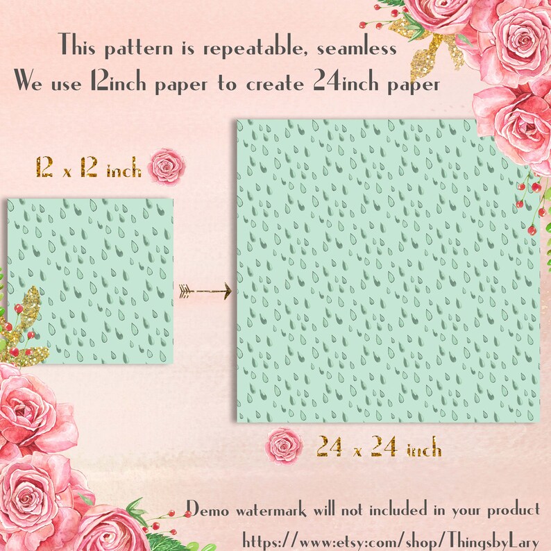 100 Seamless Watercolor Raining Papers 12 Inch 300 Dpi - Etsy