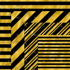 16 Black and Gold Seamless Striped Pattern Digital Papers 12 Inch 300 ...