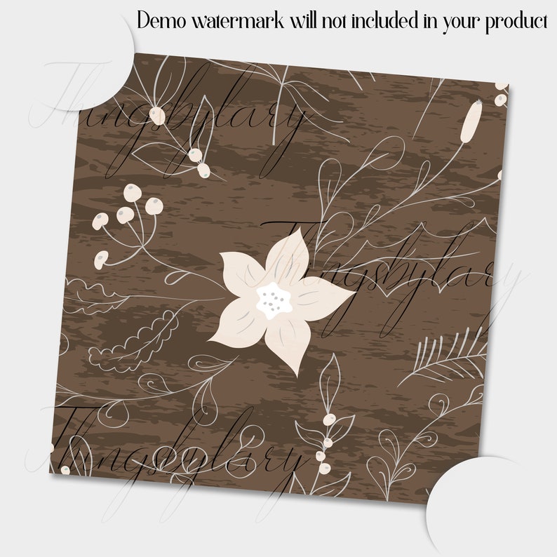 12 Winter Floral Digital Papers in Mint and Brown Color in 12 Inch ...