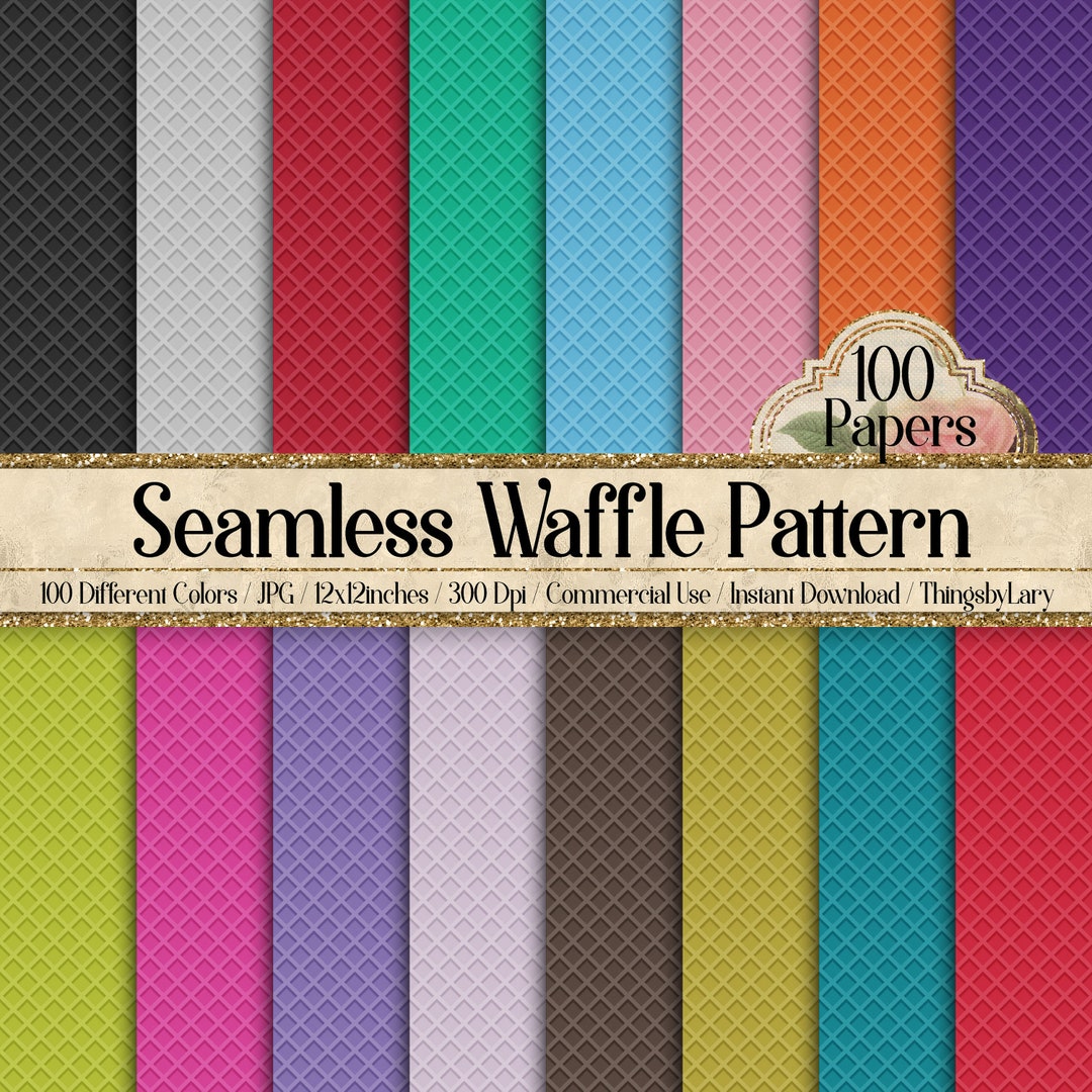 100 Seamless Waffle Pattern Digital Papers Commercial Use Biscuit Candy ...