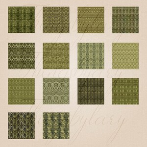 30 Seamless Vintage Olive Faded Damask Digtal Papers 12x12" 300 Dpi ...