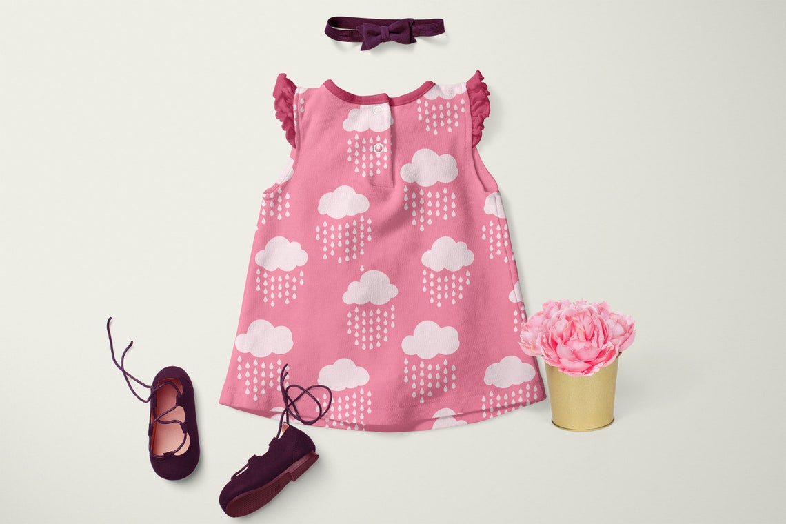 100 Seamless Tinted Cute Raining Cloud Digital Papers 12x12" 300 Dpi ...