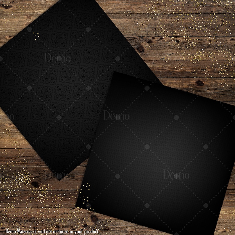 16 Black Luxury Pattern Digital Papers 12inch 300 Dpi Commercial Use ...