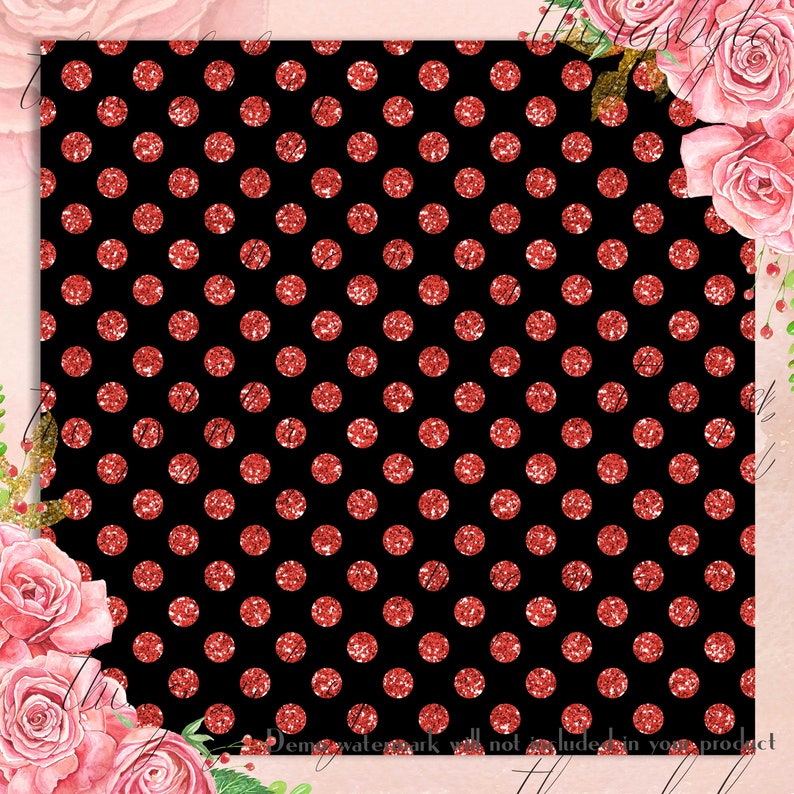 100 Seamless Black & Glitter Polka Dot Digital Papers | Etsy