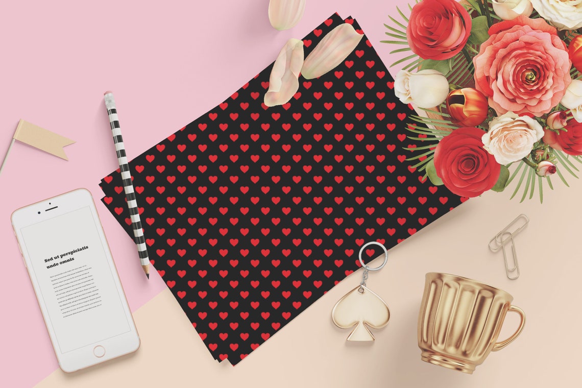 100 Seamless Black and Solid Heart Pattern Digital Papers - Etsy