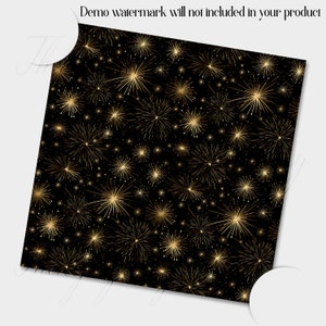 16 Seamless Black and Gold Firework Digital Papers Commercial Use ...