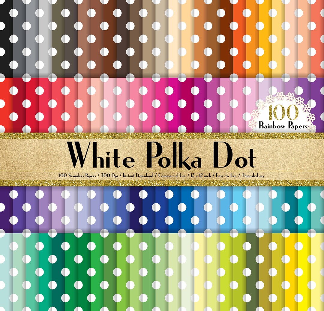 100 Seamless White Polka Dot Papers 12 Inch 300 Dpi Commercial Use ...