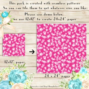 100 Seamless Heart Papers in 12" X 12", 300 Dpi Planner Paper ...