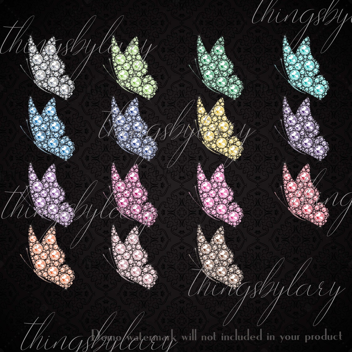 15 Diamond Butterfly Side View Clip Arts 300 Dpi Instant | Etsy