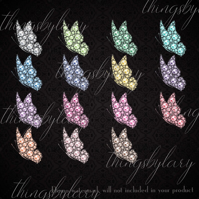 15 Diamond Butterfly Side View Clip Arts 300 Dpi Instant Download ...