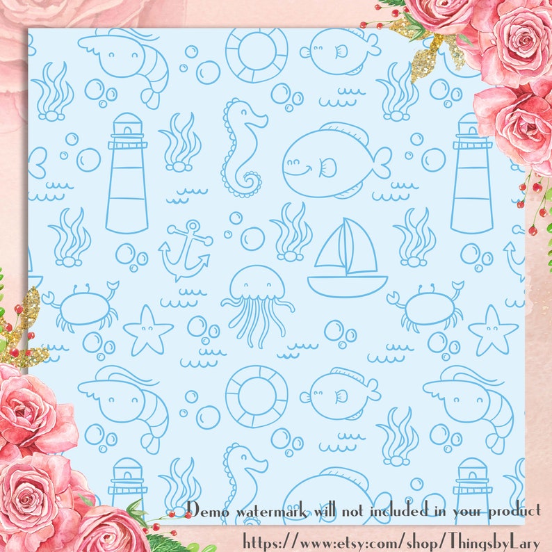 100 Seamless Ocean Pattern Papers 12 Inch 300 Dpi Instant - Etsy