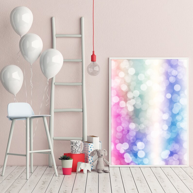 30 Rainbow Shimmering Bokeh Digital Papers 12x12" 300 Dpi Instant ...
